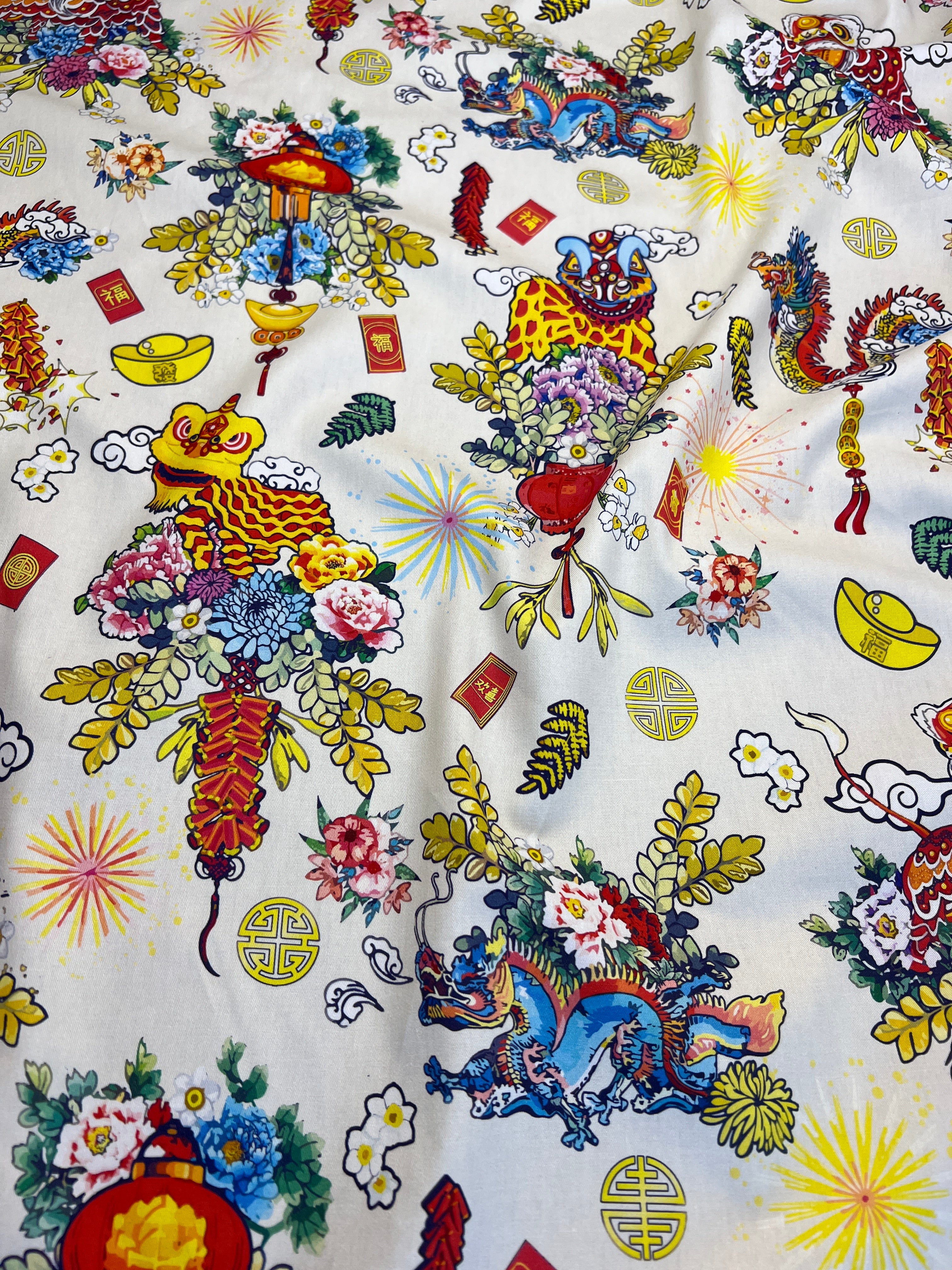 Buy CNY fabric designs | Hong Kong Sewing material | Cotton Fabric ...